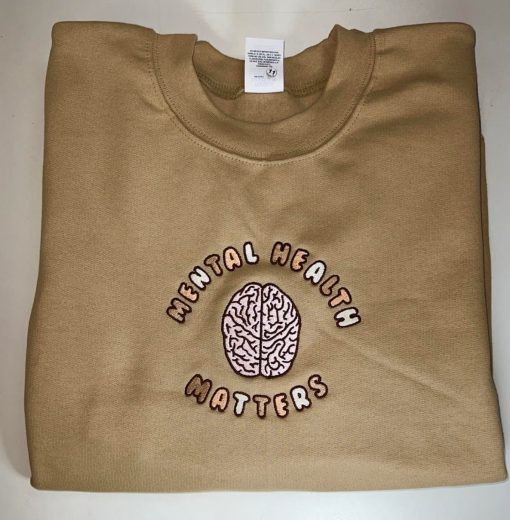 Embroidered Brain Mental Health Matters Sweatshirt - TerraBell Designs