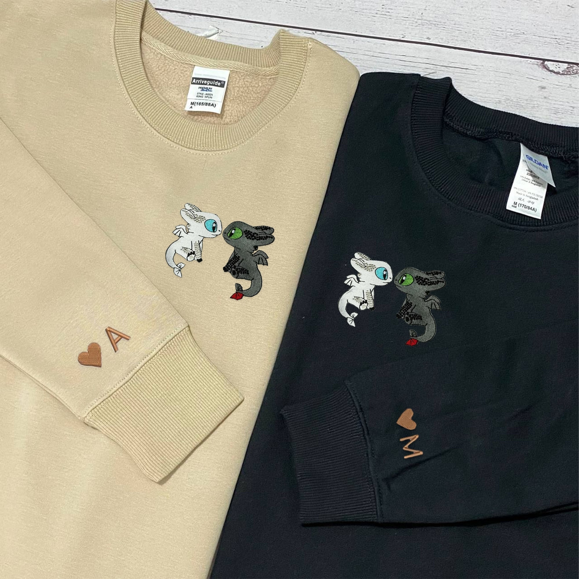 Couple Toothless And Light Furry Embroidered Sweatshirt Matching Outfit ...